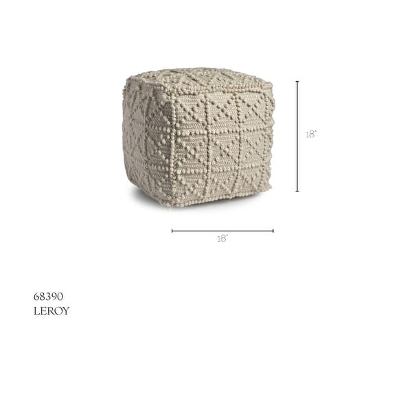 Leroy Square Cream Wool Pouf w/ Popcorn Detail - Bed Bath & Beyond ...