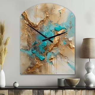 Gold Blue Transcendent Liquid Ink II - Abstract Marble Large Wall ...