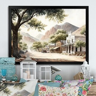 Designart "Small Town Wild West I" Southwestern Framed Art Print - Bed ...