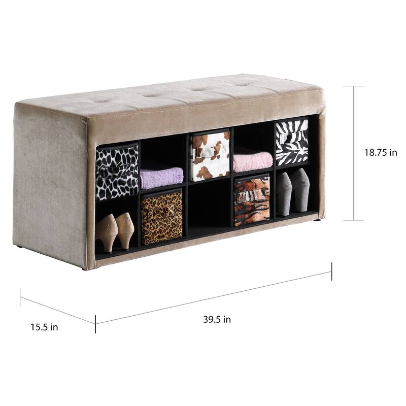 Light Brown CAdi Velour Tufted Multi-Purpose STorage Bench - On Sale ...