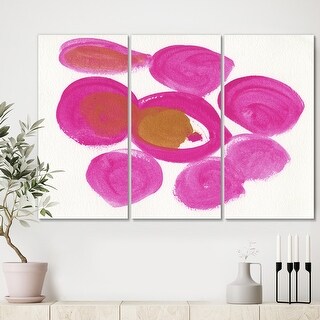 Designart "Pink Circular Composition" Mid Century Modern Canvas Artwork ...