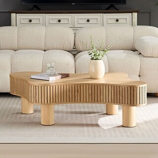 42.52 Inch Modern Wooden Handcraft Drum Coffee Table Irregular Shaped ...