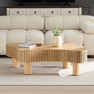 Modern Irregular Shaped Coffee Table Compact Wooden Accent Table with ...