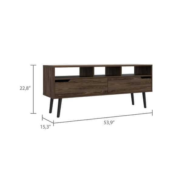 Kobe Tv Stand For Tvs Up To 52" With 3 Shelves And 2 Hinged Drawers ...