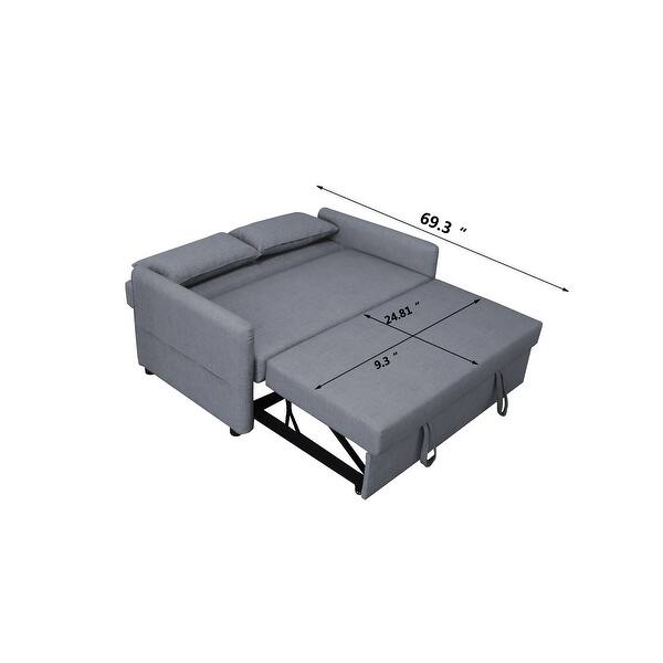 Modern Loveseat Sofa Textured Leather Upholstered Pull out Sleeper ...