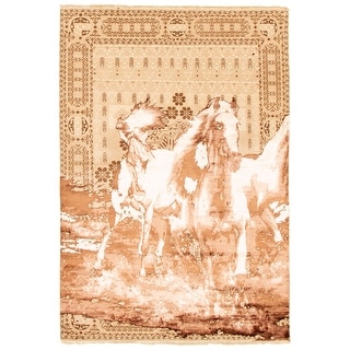 ECARPETGALLERY Hand-knotted Legacy Light Khaki Silk, Wool Rug - 5'3 x 7 ...