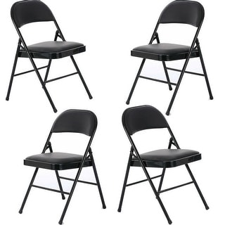 4 Pack Black Padded Folding Chairs Stackable - Bed Bath & Beyond - 40266257