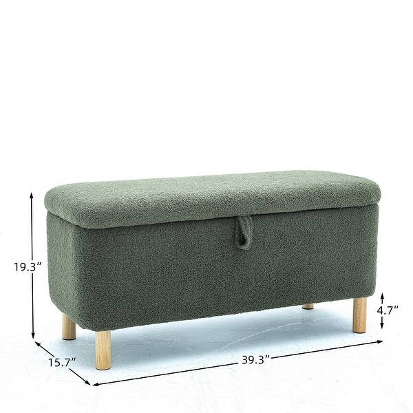 Hall Tree Shoe Storage Bench Boucle Upholstered Storage Ottoman ...