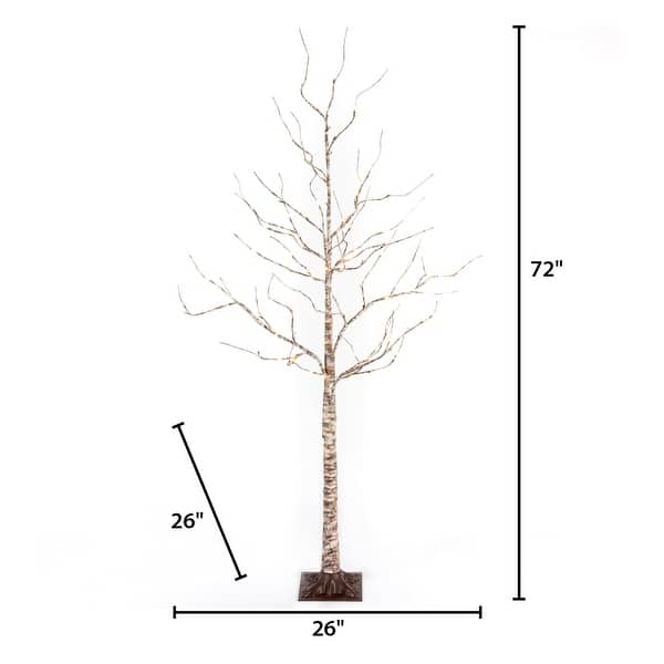 6 ft Tall Pre lit Birch Tree with 88 Warm White LED Lights - Bed Bath ...