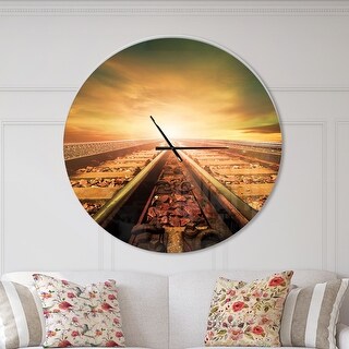 Designart 'Junction of Railways Track' Oversized Modern Wall CLock ...