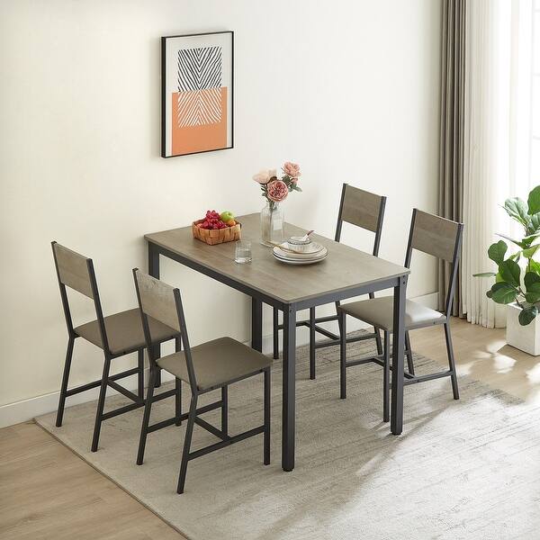 5PCS Dining Set Table with 4 Upholstered Chairs for Kitchen - Bed Bath ...