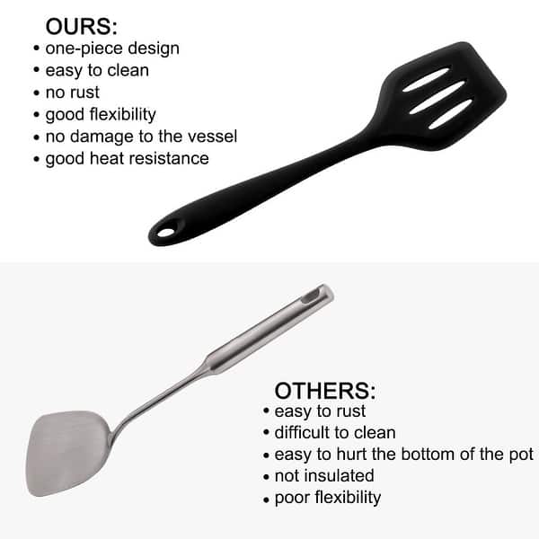 Silicone Slotted Turner Heat Resistant Non Stick for Cooking Baking ...