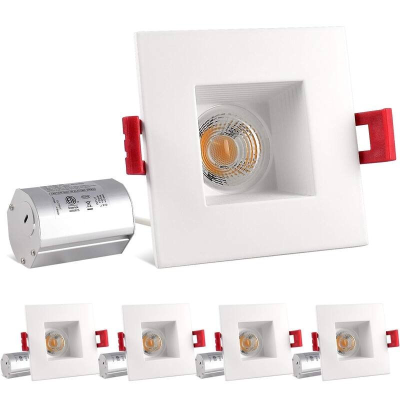 Luxrite 2 Inch Square LED Recessed Light with Junction Box, 8W (50W ...