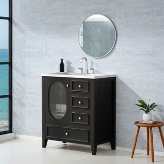 30" Bathroom Vanity with Sink,Bathroom Vanity Cabinet w/Three Drawers ...