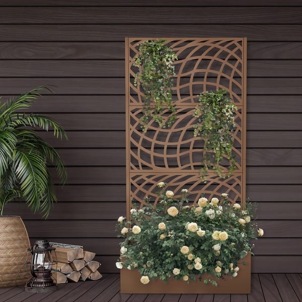 Different patterns Iron Planting Box Climbing Frame with Privacy Screen ...