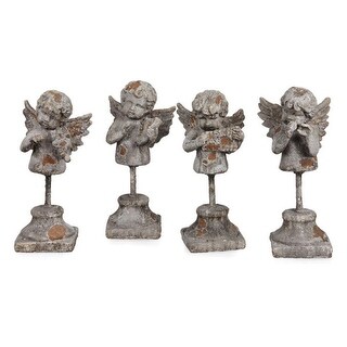 Set of 4 11”H Rustic Brown and Gray Ceramic Relic Angels Statue Set ...