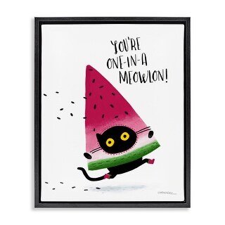 Stupell One In A Meowlon Pun Framed Floater Canvas Wall Art Design By ...