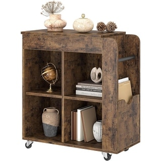 Flip Top Sofa End Table with 3 Tier Storage Shelf for Living Room and ...