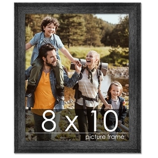 8x10 Distressed/Aged Black Complete Wood Picture Frame with UV Acrylic ...