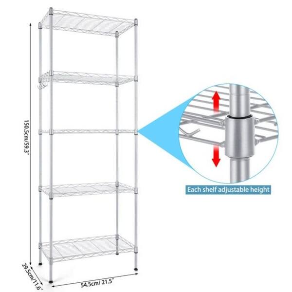 5 Tier Heavy-Duty Adjustable Wire Shelving - Bed Bath & Beyond - 37438696