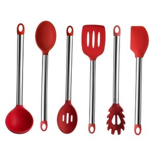 Culinary Edge 48RED66 6 Piece Silicone and Stainless Steel Kitchen ...