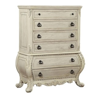 Six Drawer Wooden Chest With Scrolled Feet, Antique White - Bed Bath ...