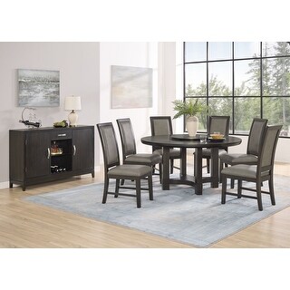 7-Piece Solid Wood Dining Set, Dark Gray - Bed Bath & Beyond - 40338478