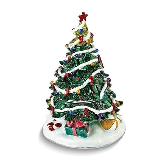 Curata Pewter Crystals Silver-Tone Enameled Nostalgia Christmas Tree ...