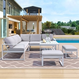 6-Piece Modular Outdoor Patio Furniture Set Sectional Patio ...