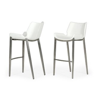 Modrest Dave Modern White Leatherette Bar Stool (Set of 2) - Bed Bath ...