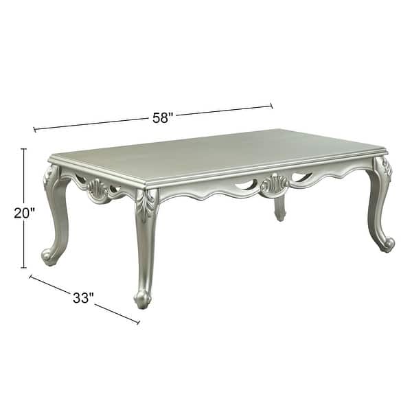 Rectangular Wood Coffee Table with Floral Trim Apron in Champagne - Bed ...
