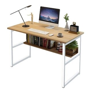 43" Computer Home Office Table Desks with Shelves Oak - Bed Bath ...