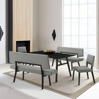 Channell 5 Piece Wood Dining Table Set with Benches - Bed Bath & Beyond ...