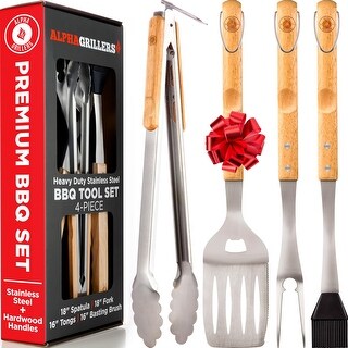 Grill Set Heavy Duty BBQ Accessories - BBQ Gifts Tool Set 4pc Grill ...