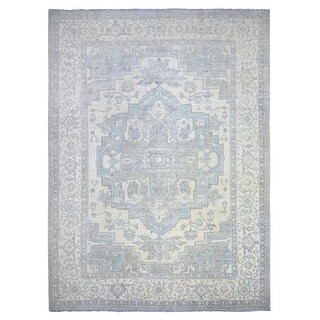 Shahbanu Rugs Cadet Gray Extra Soft Wool Hand Knotted Finer Peshawar ...