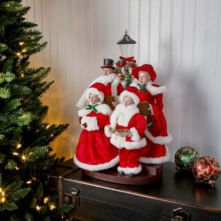 23" Led Battery Operated Timer Caroling Family With Lamp Post - Bed ...
