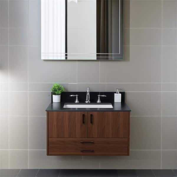 Sintered Stone Bathroom Vanity w/Sink & Three Faucet Hole w/Backsplash ...
