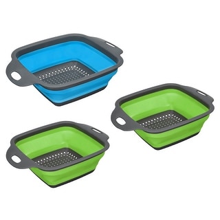 Collapsible Colander 3 Pcs Silicone Foldable Strainer 1 Large 2 Small ...