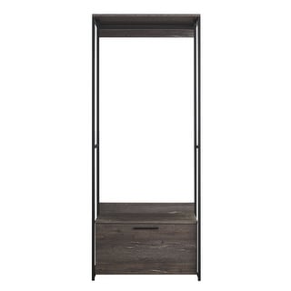 Veronica Wood and Metal Walk-in Closet with One Drawer in Rustic Gray ...