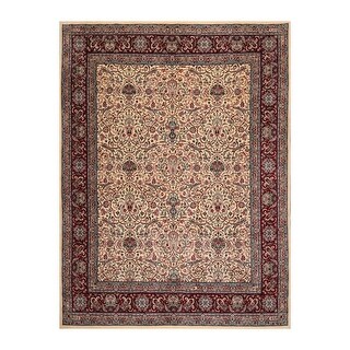 Hand Knotted Ivory,Burgundy Persian Wool Oriental Area Rug (8x10) - 8 ...
