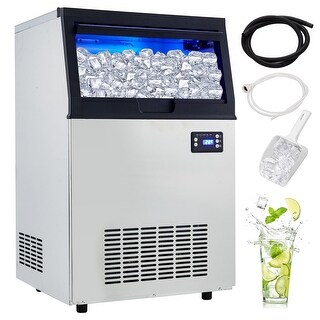 Commercial Ice Maker 90lbs/24h with 33 lbs Storage 5x10 Cubes ...