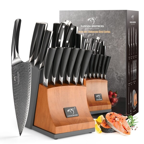 15 Piece Damascus Knife Set With Ergonomic Handle and Disconnect Type Block Bed Bath Beyond 40142244