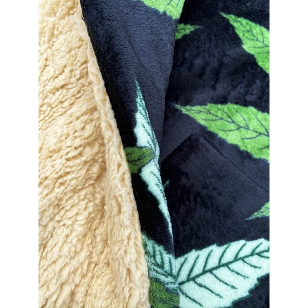 Marijuana Warm Thick Soft Borrego Sherpa Quilted Blanket 3 Piece Set ...