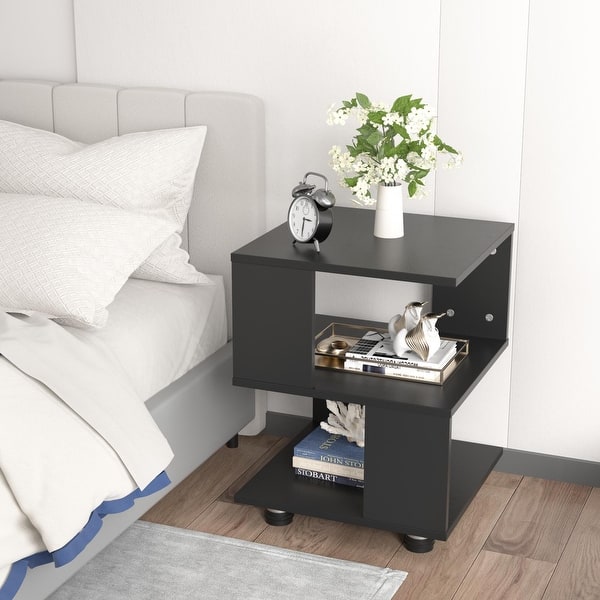 Modern 2-Tier Magic Cube Nightstands with Timeless Hollow Rectangle ...