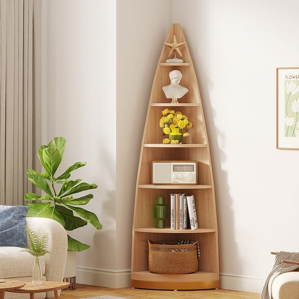 brown corner shelf unit