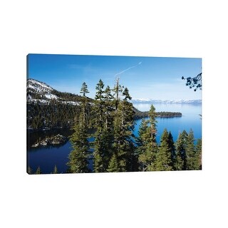 iCanvas "Trees At Lakeshore With Mountain Range In The Background, Lake ...