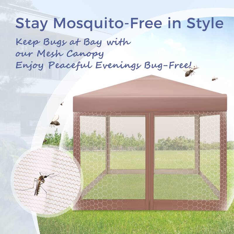 10' x 10' Pop Up Height Adjustable Canopy Tent with Netting, Instant ...