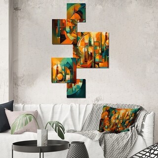 Designart "Abstracting The Cubist Form II" Abstract Cubism Living Room ...