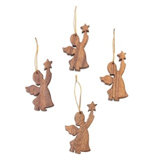 Novica Handmade Simple Angels Wood Ornaments (Set Of 4) - Bed Bath ...