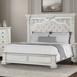 Furniture of America Orla Traditional Solid Wood Panel Bed with Diamond ...